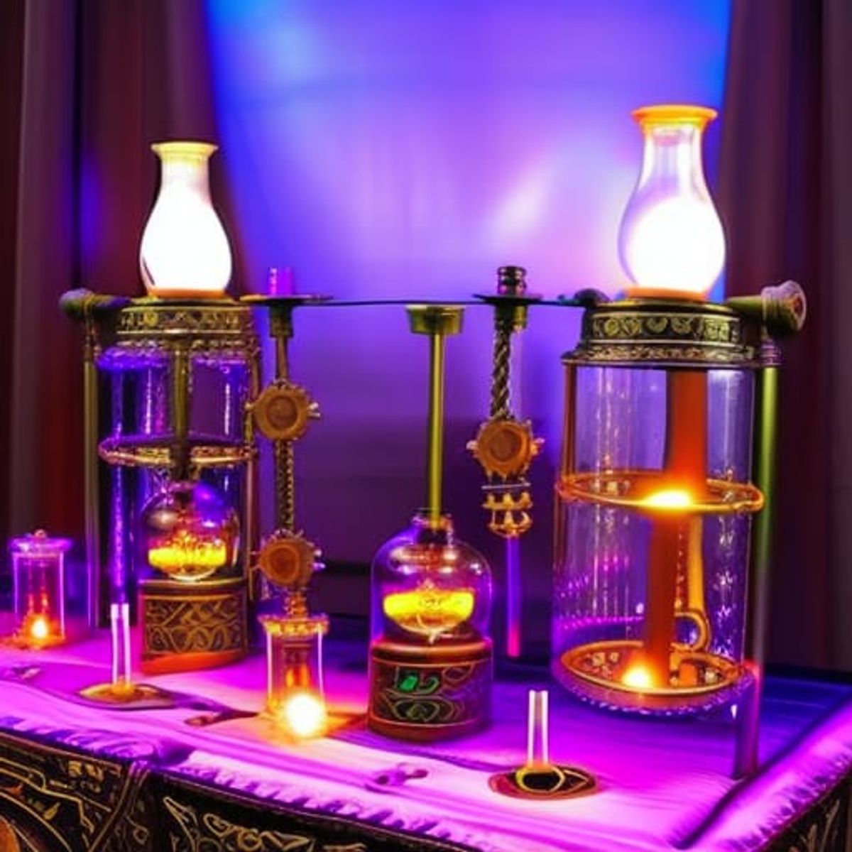 Steampunk Plasma Alchemy Setup - AI Generated Artwork - NightCafe Creator