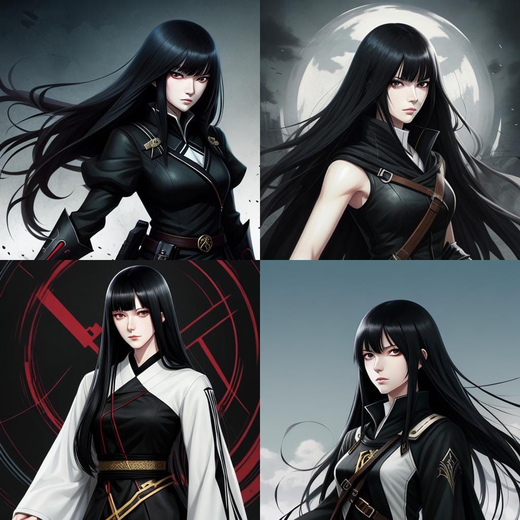 Gothic Assassin Girl in Anime Style - AI Art