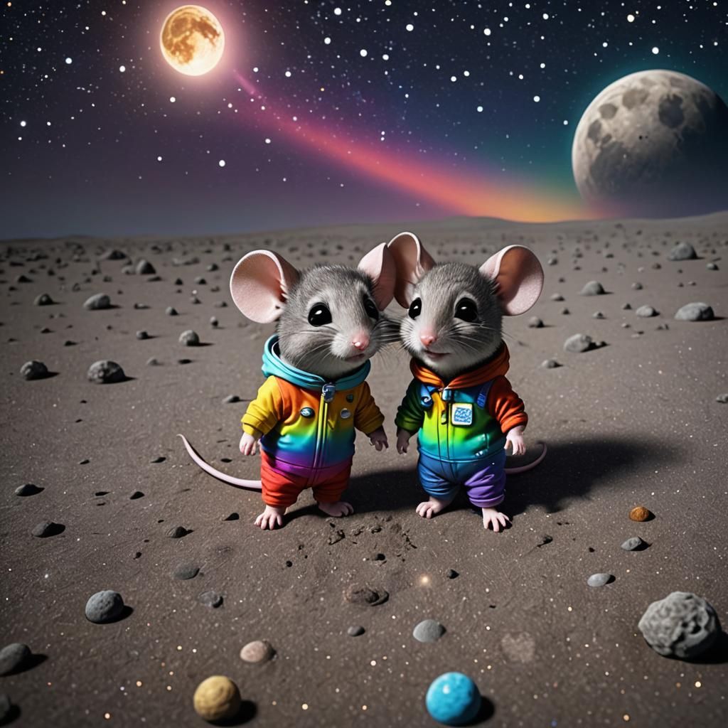 Photograph, hyper-realistic, Gay chibi Mouse married his chibi mouse ...