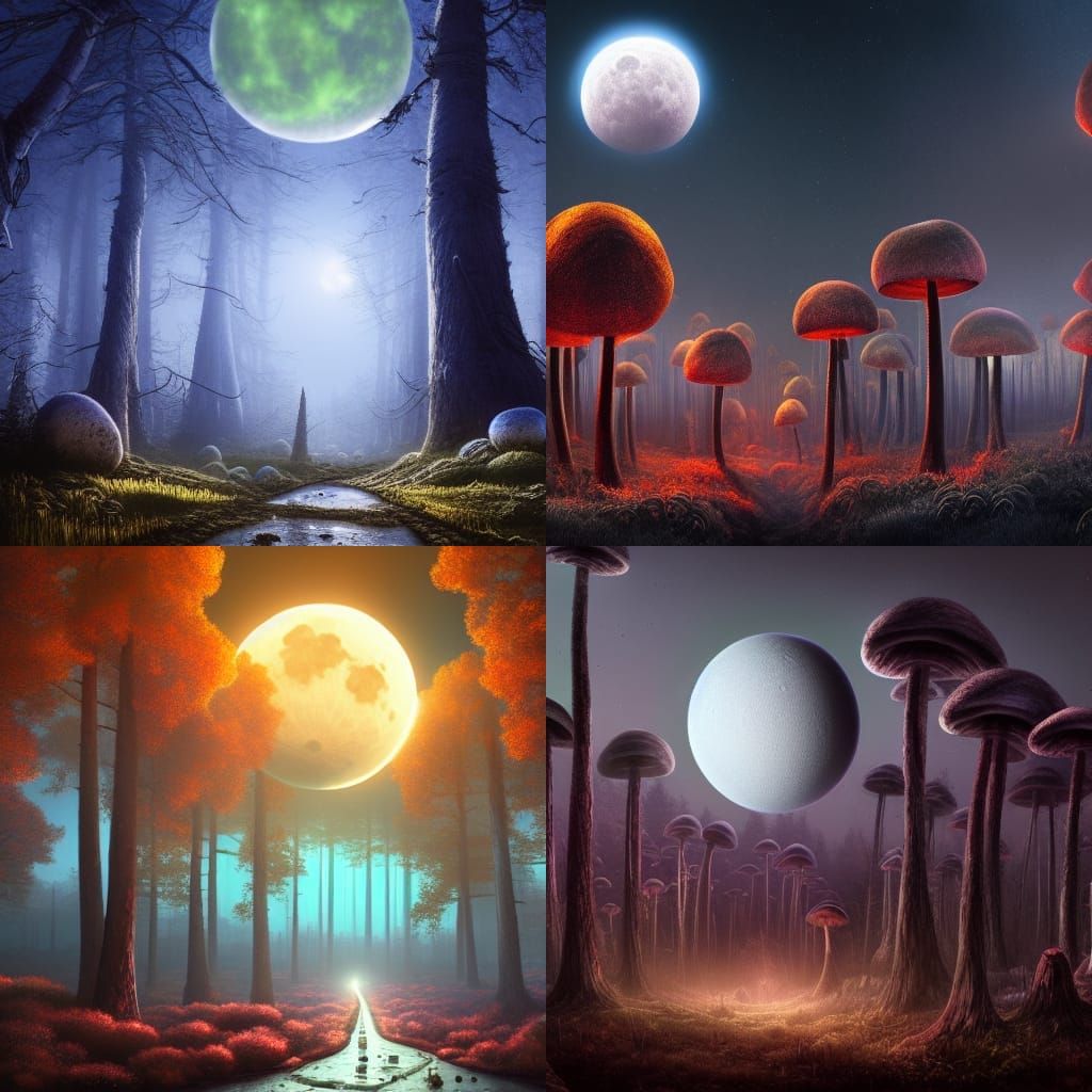 Alien mushrooms forest - AI Generated Artwork - NightCafe Creator