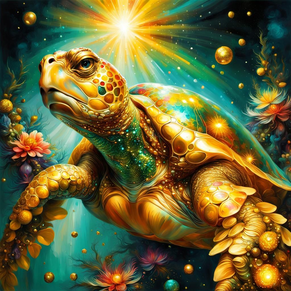 Golden Fantasy Turtle - AI Generated Artwork - NightCafe Creator
