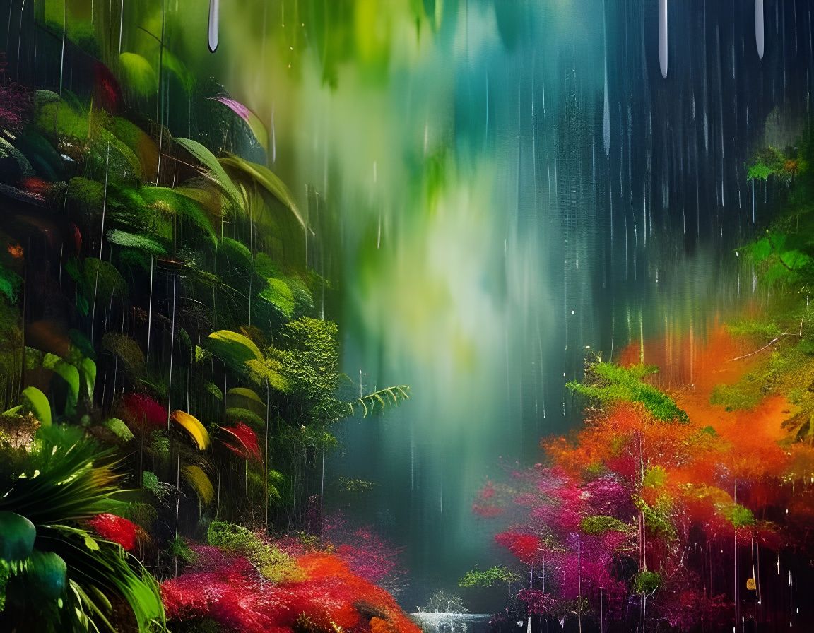 Rain storm in a rainforest - AI Generated Artwork - NightCafe Creator