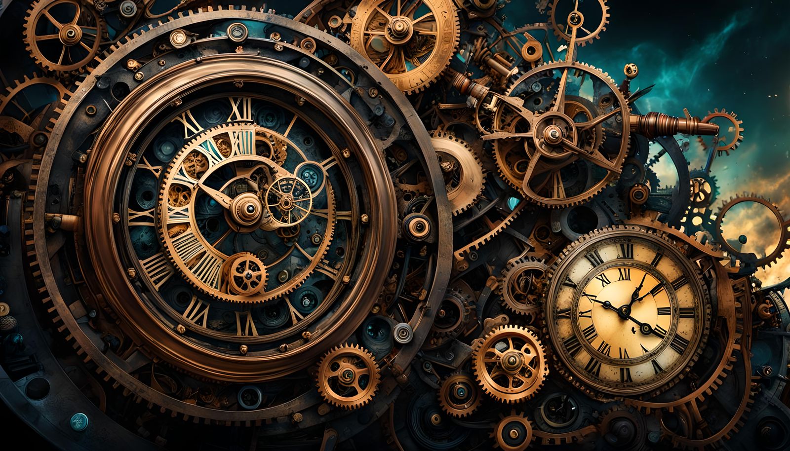 An Abstract Clockpunk and Steampunk Timepiece (Continued) - AI ...