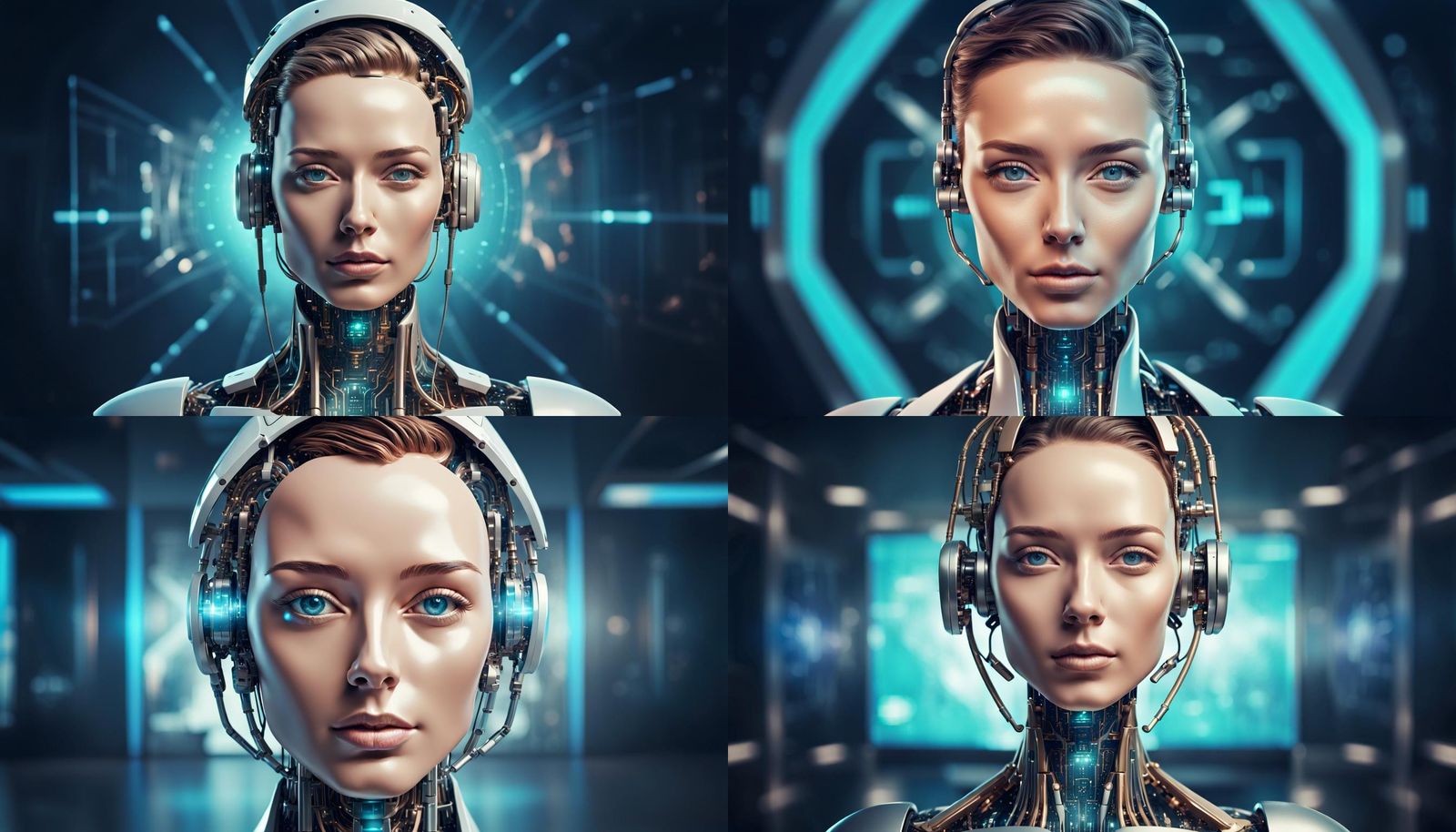 Artificial Intelligence News Anchor android with human face. 8k ...