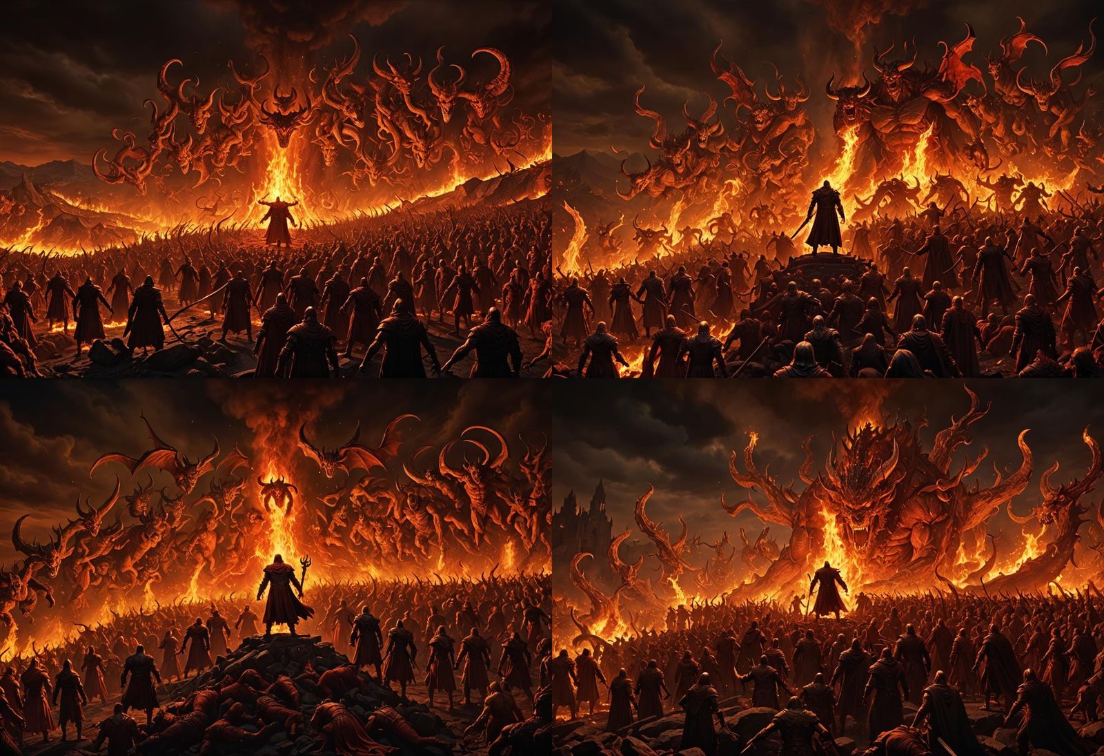 And depiction of Dante's 12 stages of hell full of demons and dammed ...