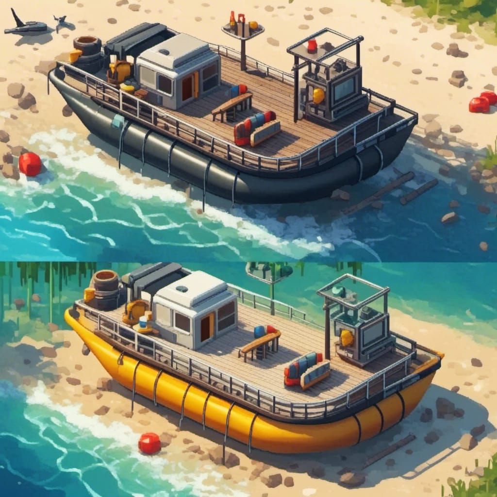 2d diving boat with airpump - AI Generated Artwork - NightCafe Creator
