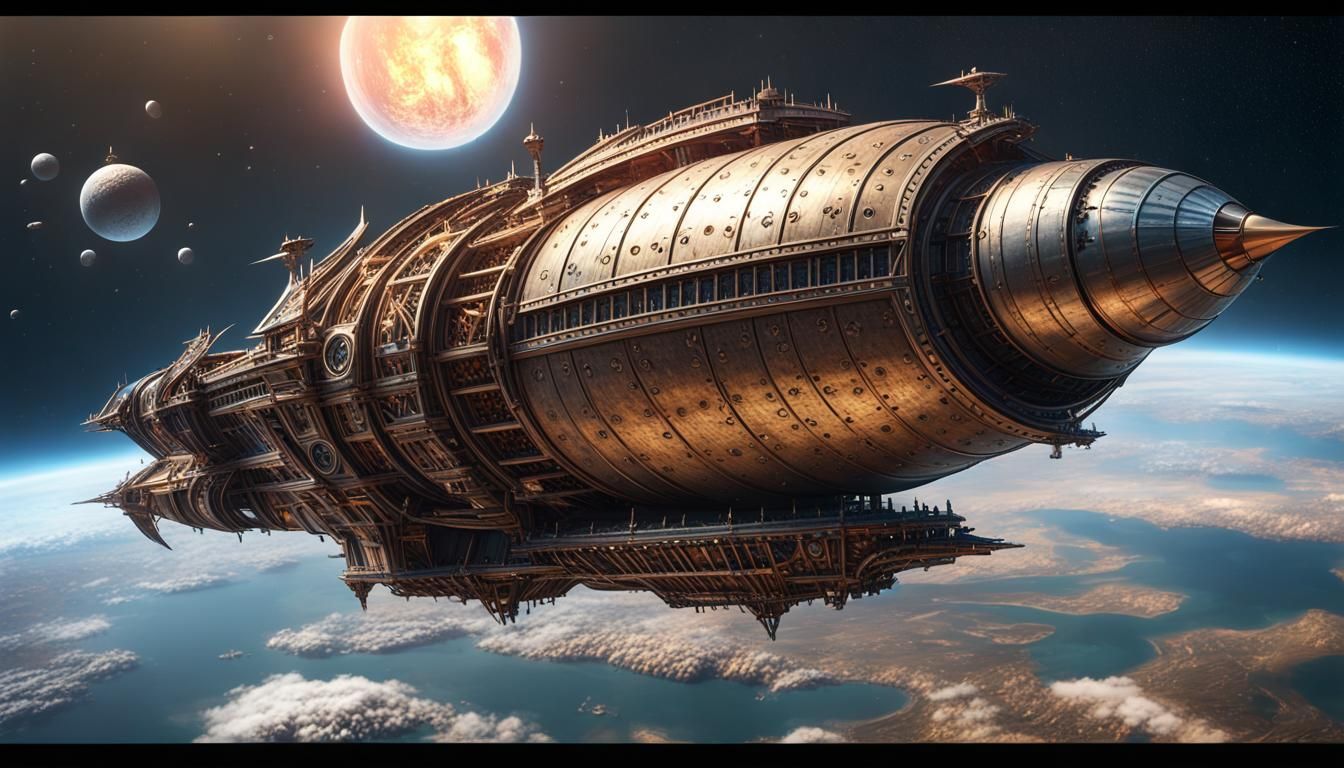 Medieval space ship civlization - AI Generated Artwork - NightCafe Creator