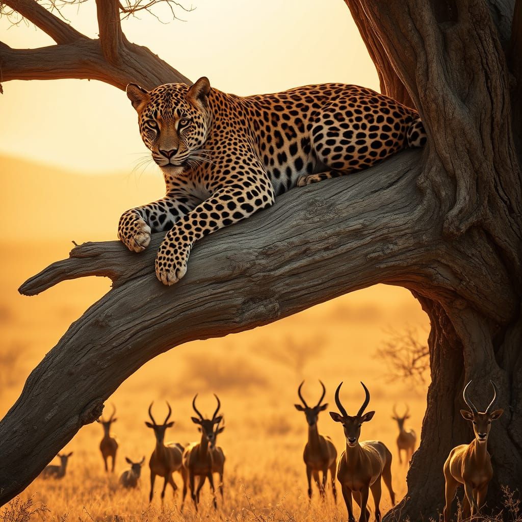 Leopard at rest - Hyper-Realistic Leopard in African Savann...