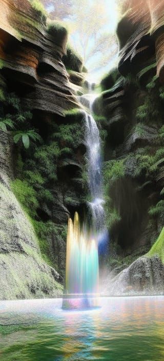 Beautiful Goddess Meditating Underneath A Waterfall Insanely ...