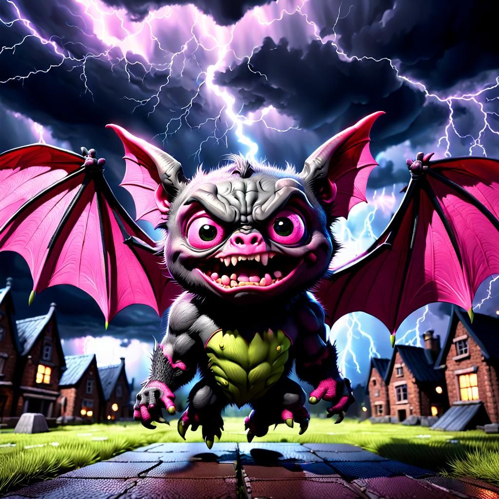 pink bat flying - AI Generated Artwork - NightCafe Creator