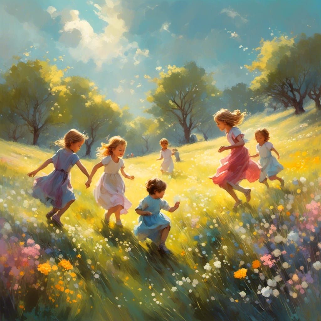 Children playing - AI Generated Artwork - NightCafe Creator