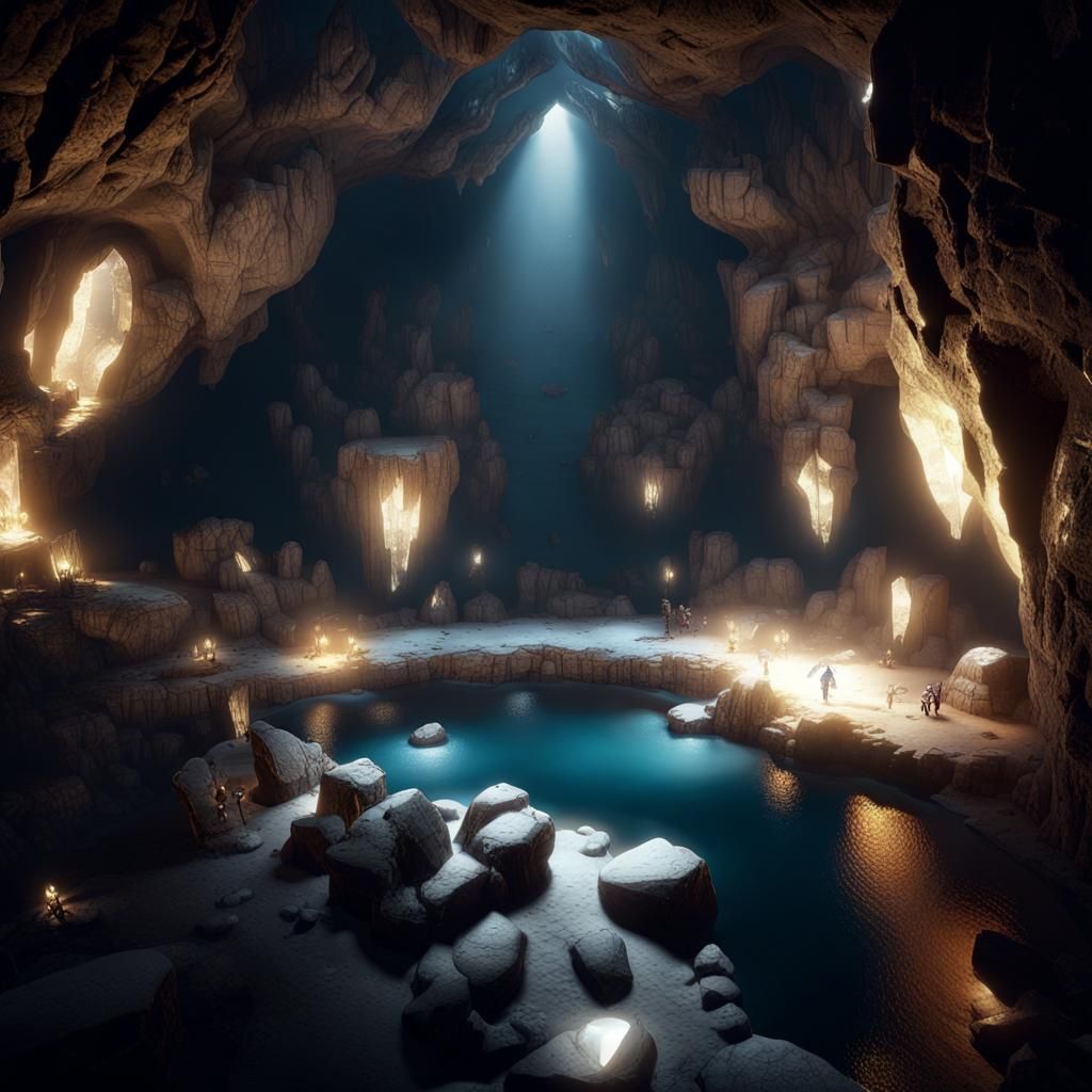 the cave that reflects the lights - Moonlit Crystal Cave in ...