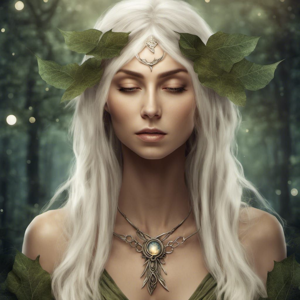 natural elf woman spiritual, moonlight background - AI Generated ...