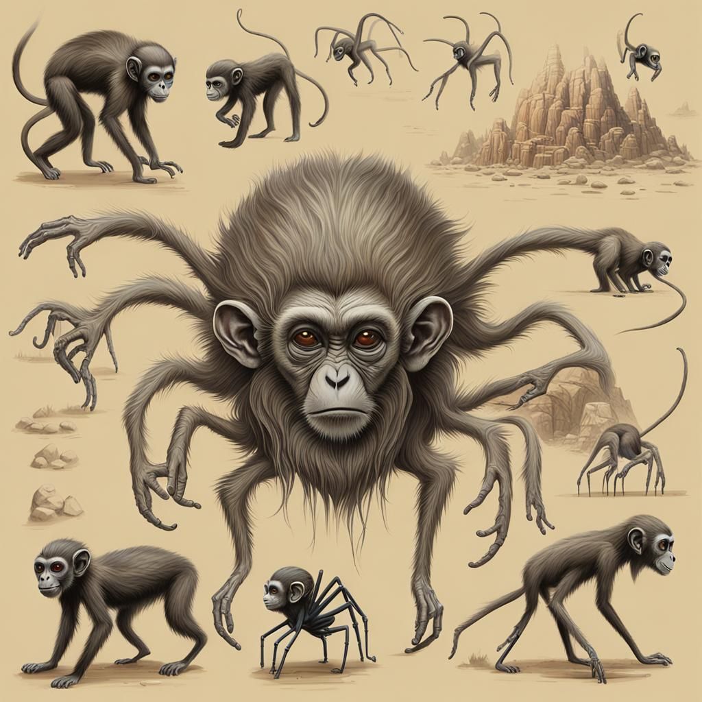 Alien exoplanet, gibbon capuchin monkey spider monkey alien lifeforms ...