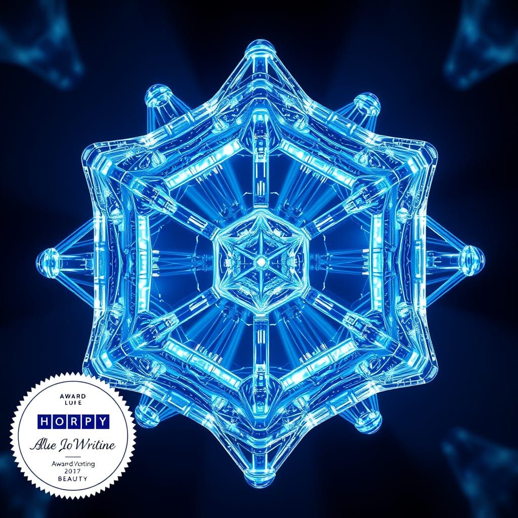 Hyperrealistic Blue Tesseract in Award-Winning Bea... - AI Art