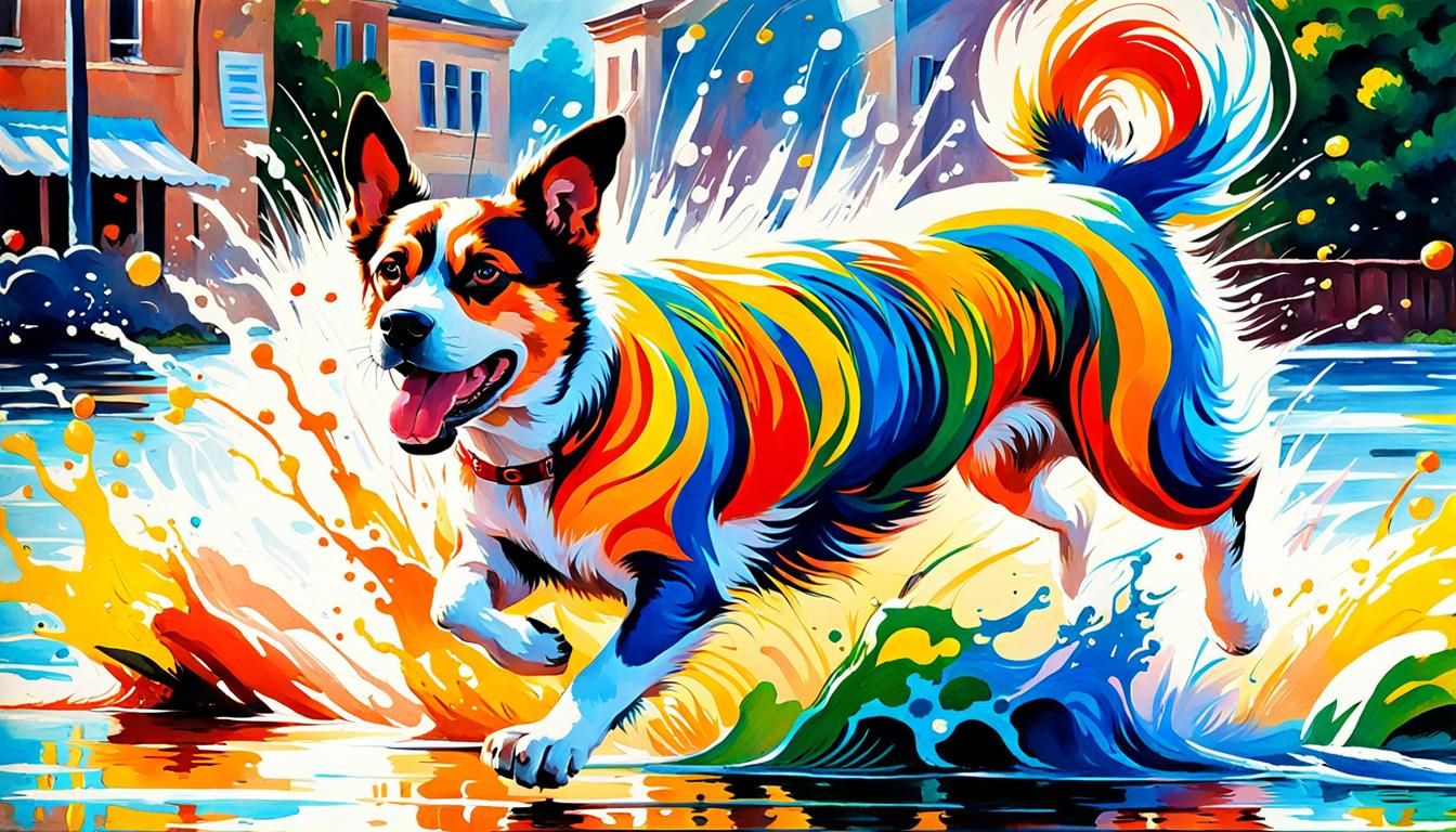 Splashing Dog - AI Generated Artwork - NightCafe Creator
