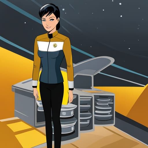Portrait of a young woman from "Star Trek: Lower Decks". She is wearing ...