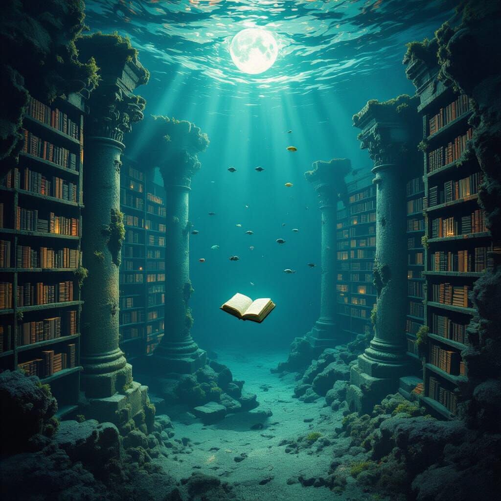 The Sunken Library - Underwater Library with Bioluminescent ...