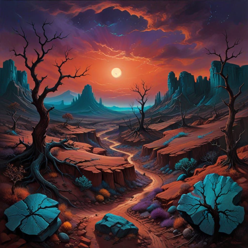 Surreal Desert Plateau in Arizona Landscape with V... - AI Art