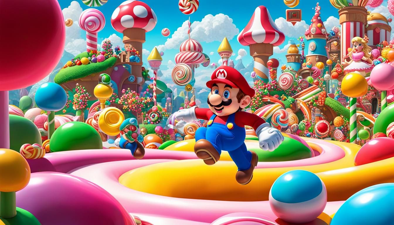 Artwork #1510 - Mario in Candy Wonderland - AI Generated Artwork ...