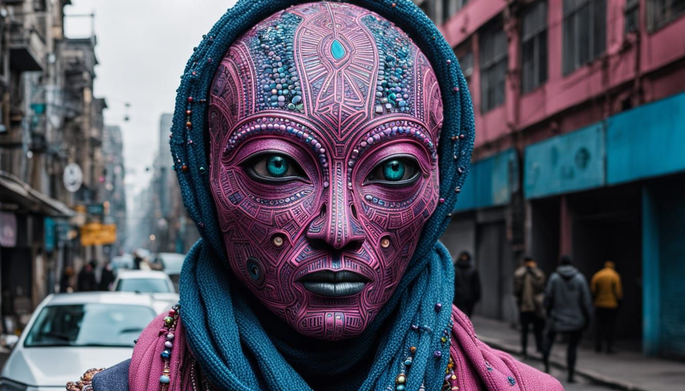 "My Existence Etched All Over My Face" - A medium shot of a figure with ...