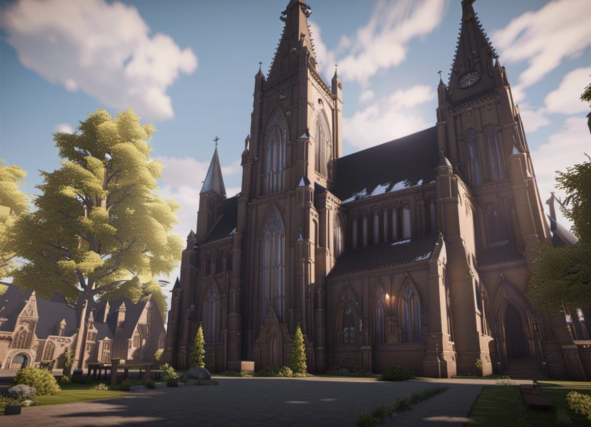 Gothic Church in a large Dutch town solarpunk Unreal Engine 5 - AI ...