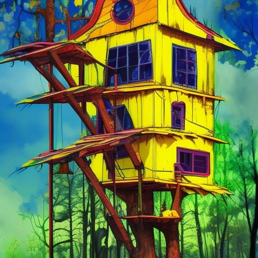 Tree house - AI Generated Artwork - NightCafe Creator