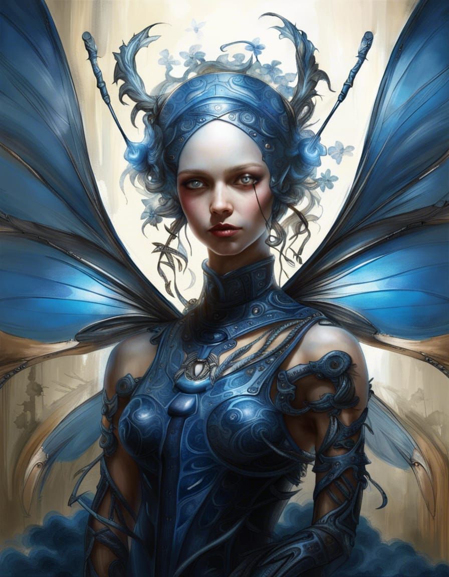 Beautiful blue human/part insect with wings - AI Generated Artwork ...