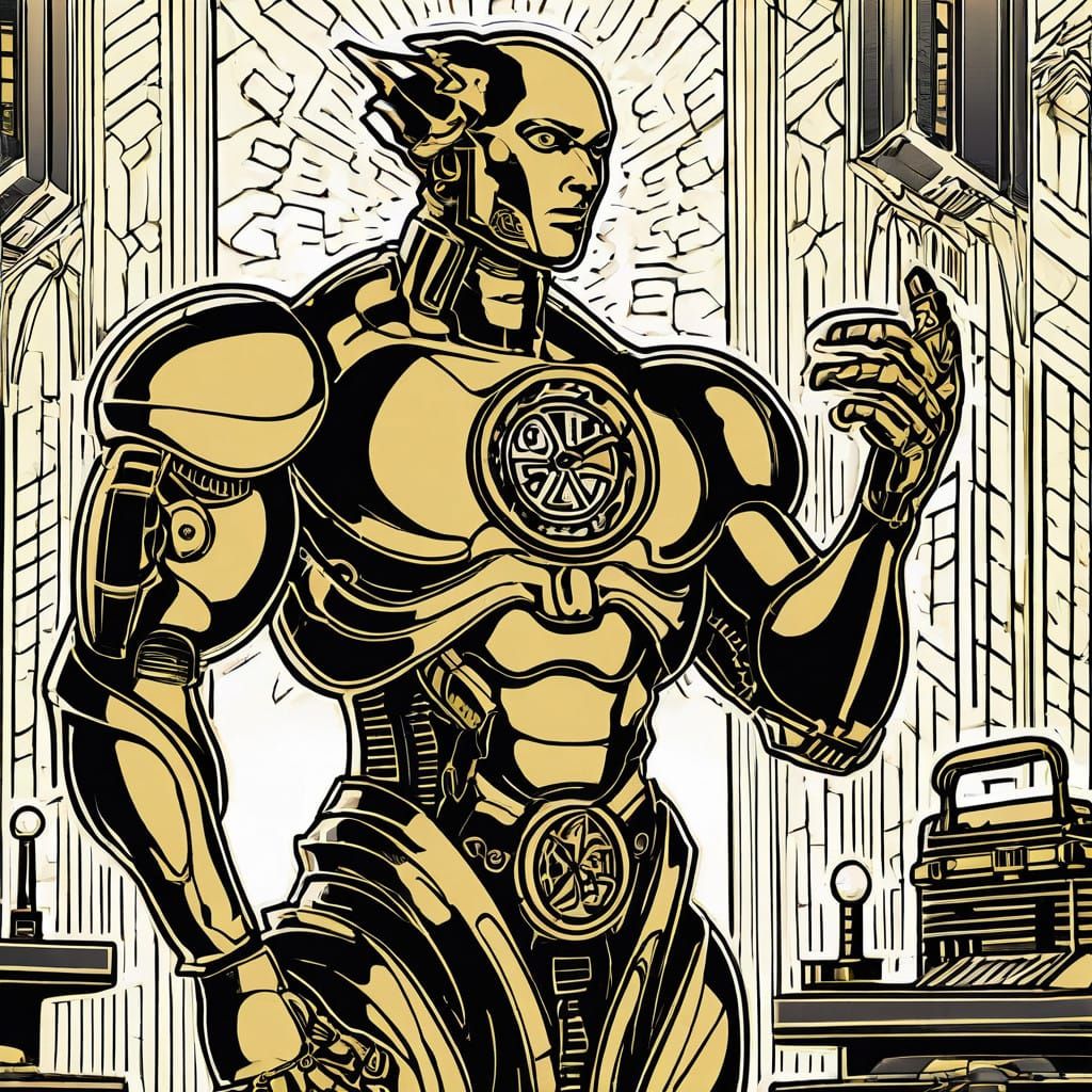 Elegant Clockwork Courier with Intricate Brass and... - AI Art