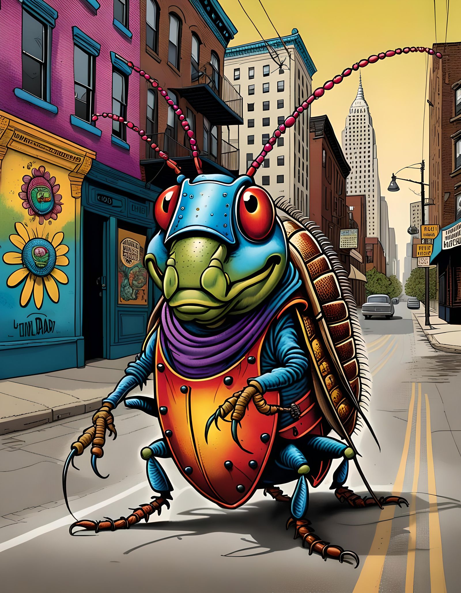 Mutant Cockroach Flower Power - AI Generated Artwork - NightCafe Creator
