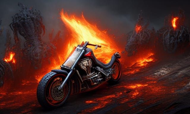 Ghost rider, Realistic skull headed riger on fire; 16k resolution ...