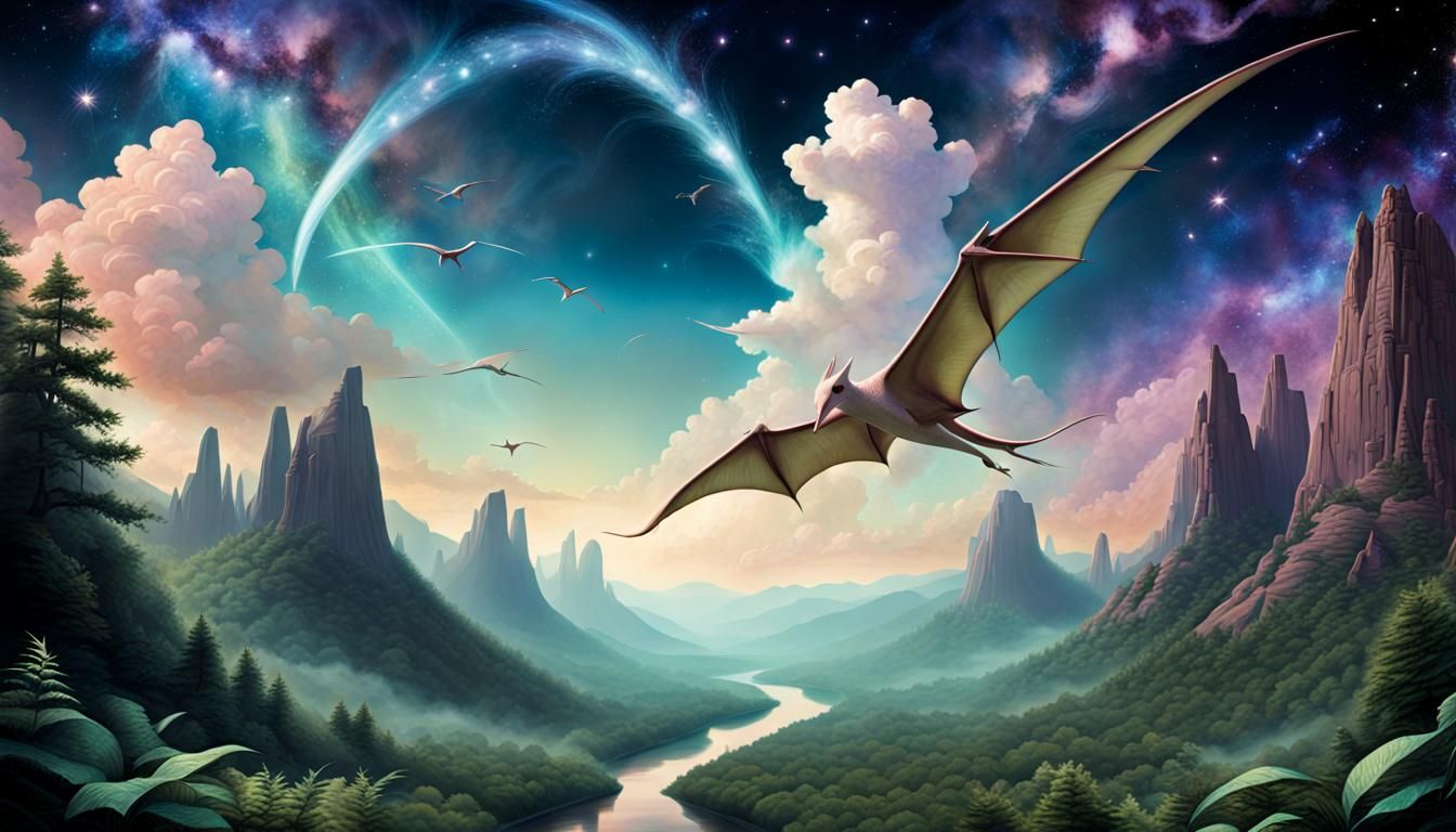 Cosmic Dreamscape Odyssey Pterodactyl Silence Sweet Processing Rhythm Appalachian High - AI ...