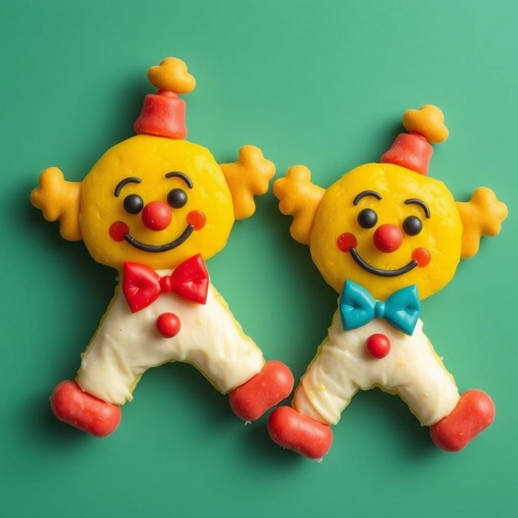 Clown-shaped snacks - Vibrant Clown Snacks in Whimsical Styl...