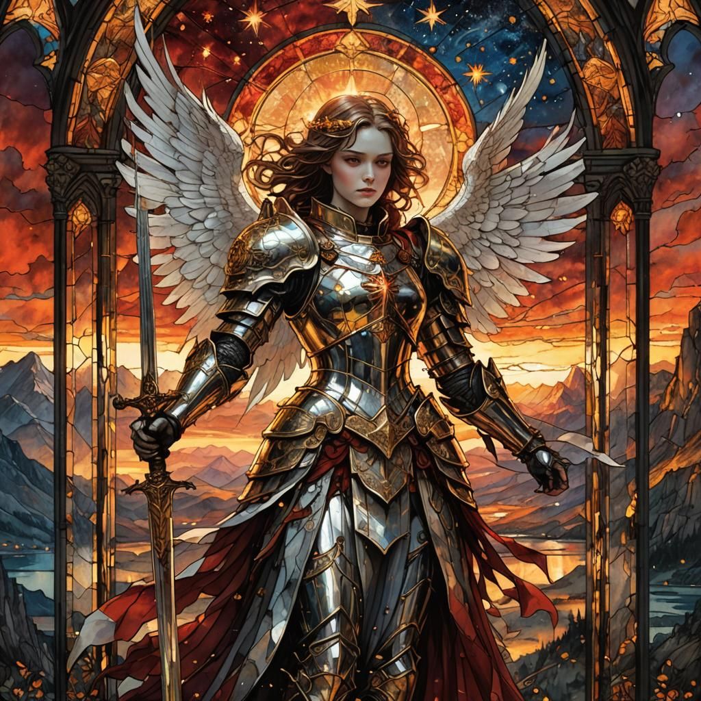 Stained Glass window of the Archangel Jophiel - AI Generated Artwork ...