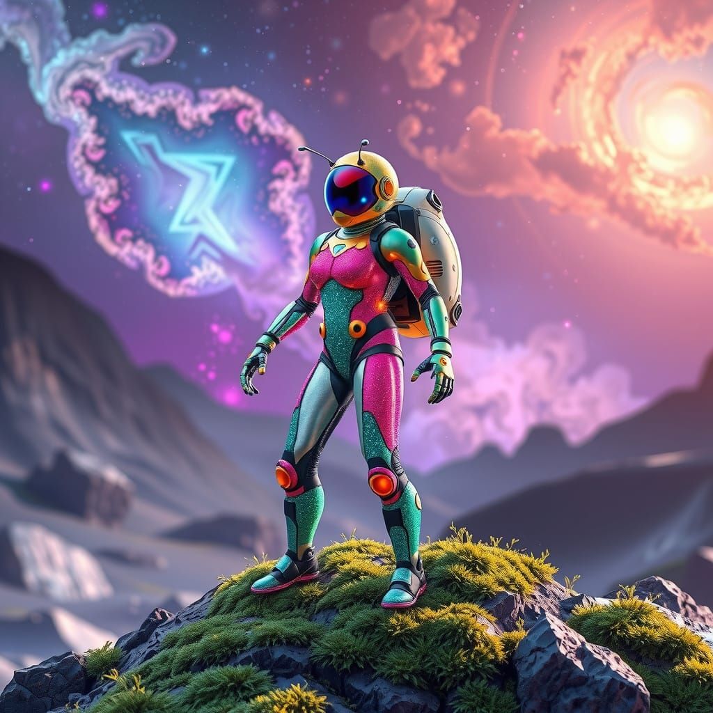 Galactic Ladybug Adventurer in Shimmering Armor - AI Art