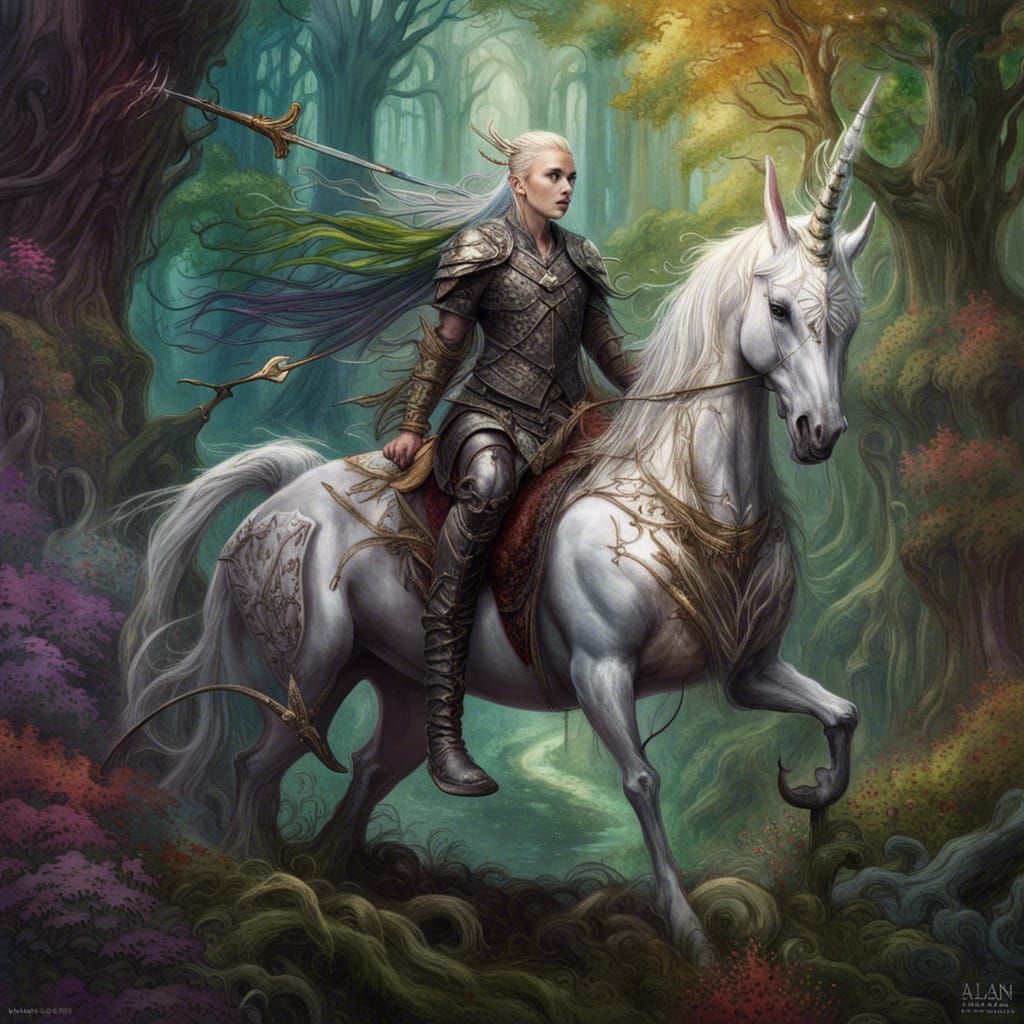 An elven punk riding a heavy metal unicorn - AI Generated Artwork ...