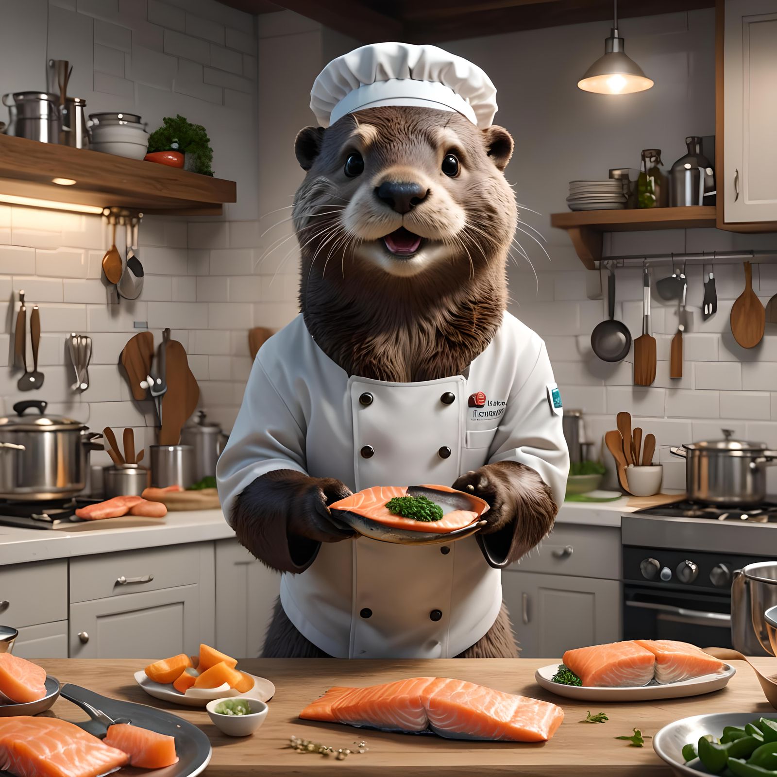 Chef Otter in The Kitchen - AI Generated Artwork - NightCafe Creator