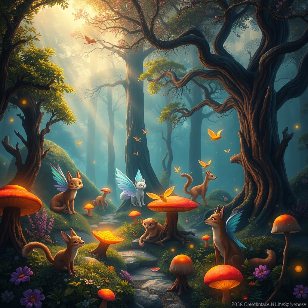 Fantastical Forest Whimsy in Classic Disney Style - AI Art
