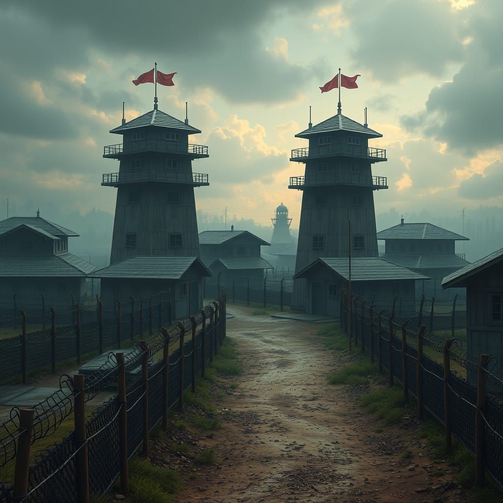 WW2 Internment Camp in Vivid, Fantastical Detail - AI Art