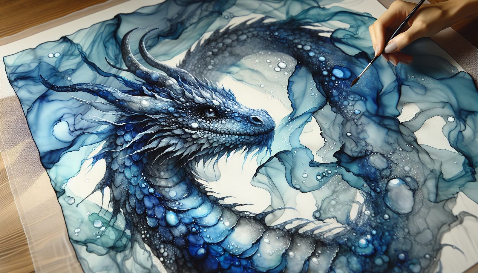 blue dragon painting - AI Generated Artwork - NightCafe Creator