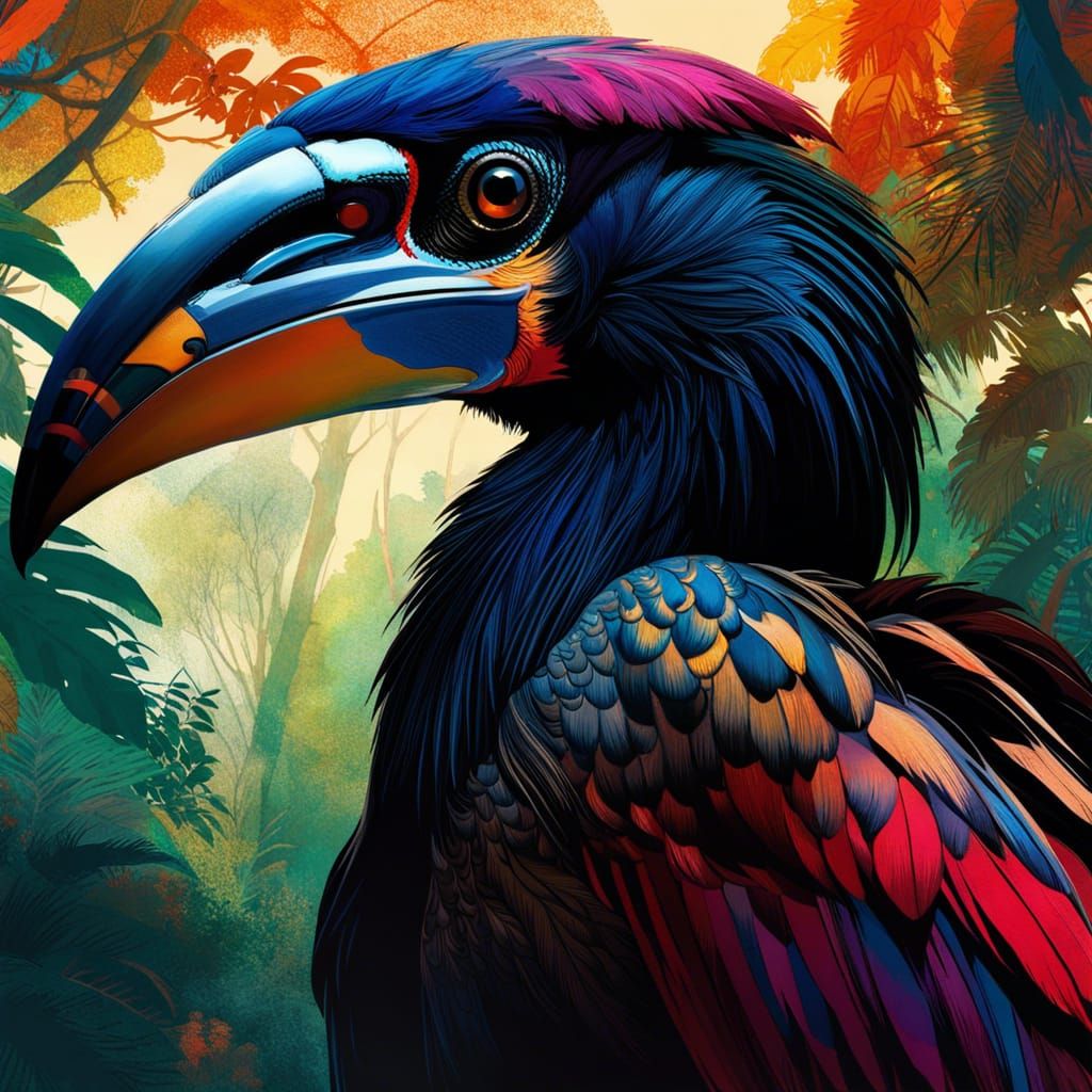 Sulawesi wrinkled hornbill - AI Generated Artwork - NightCafe Creator