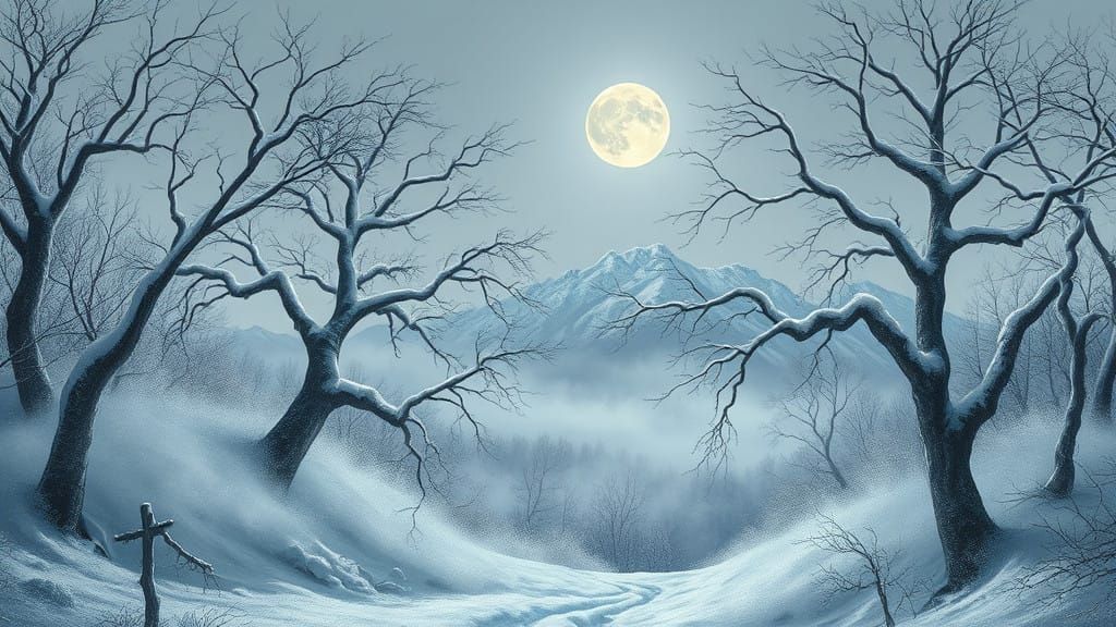 Ethereal Winter Dreamscape in Surrealist Style - AI Art