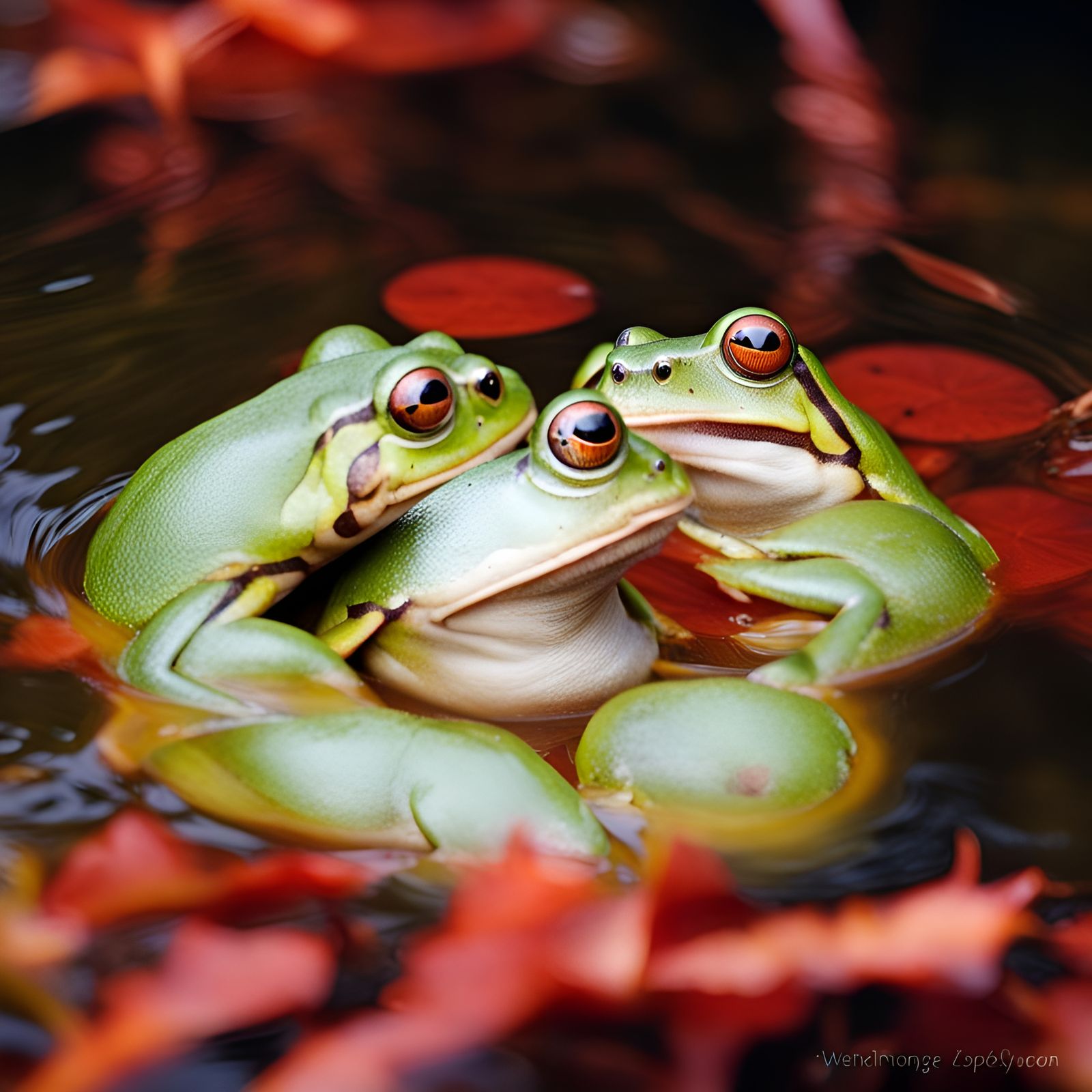 Frogs in river (evolved) - AI Generated Artwork - NightCafe Creator
