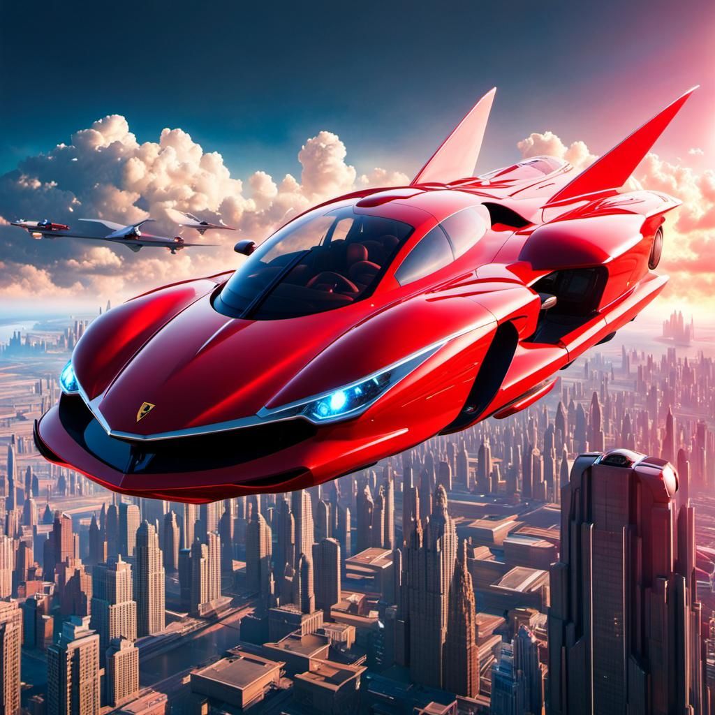 Ferrari Flying Car - AI Generated Artwork - NightCafe Creator