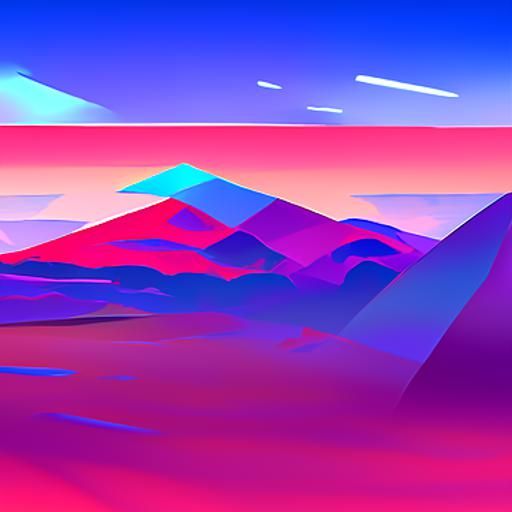 synthwave color schemed landscape in the vividly multicolored style of ...