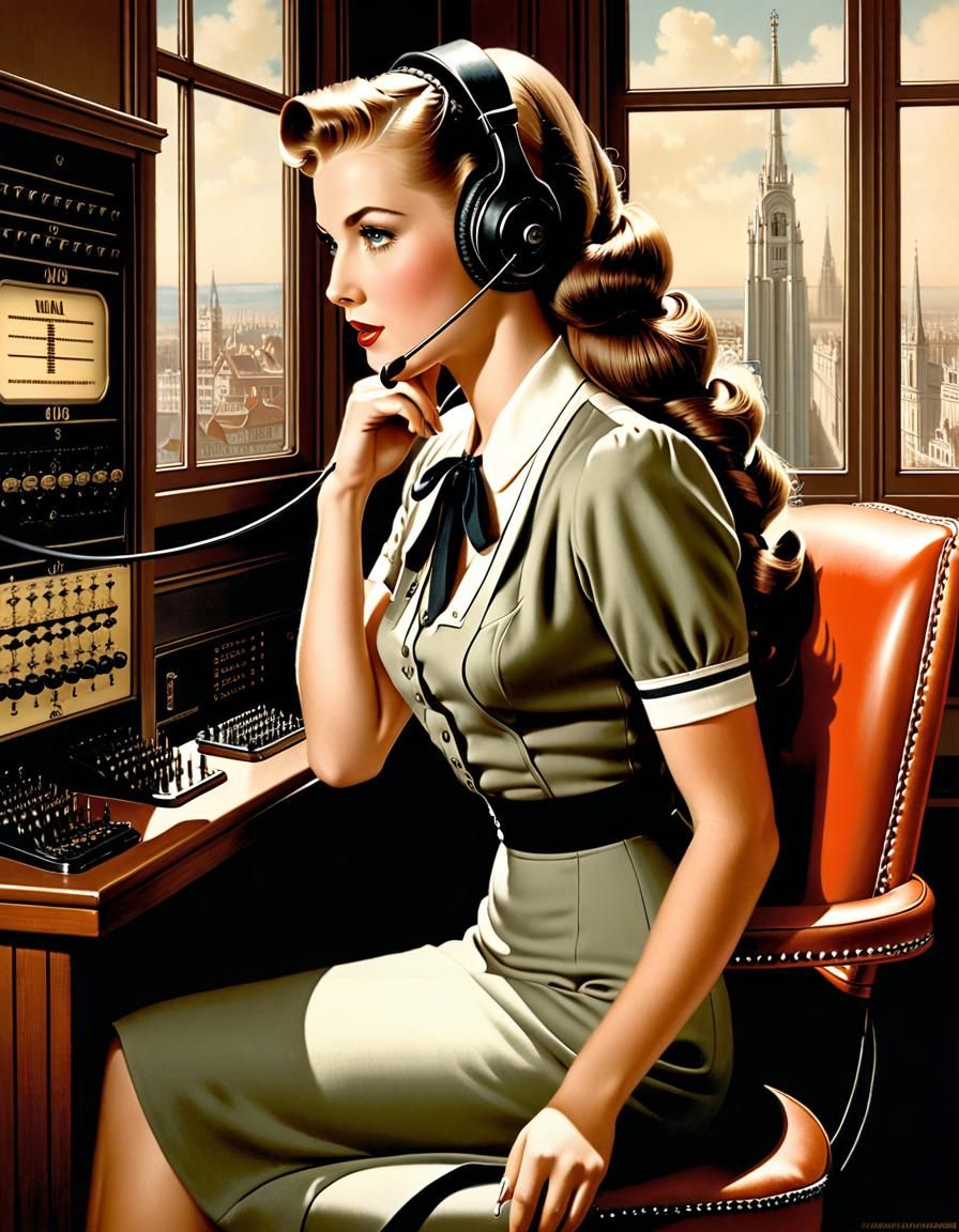Manual telephone switchboard operator - AI Generated Artwork ...