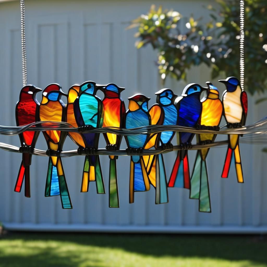 Stained glass birds decoration - AI Generated Artwork - NightCafe Creator