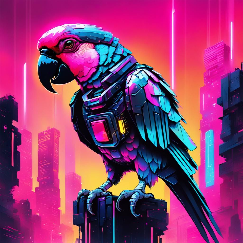 Cyborg parrot - AI Generated Artwork - NightCafe Creator