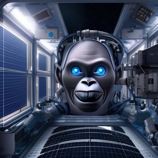 Chimp AI powers ship - AI Generated Artwork - NightCafe Creator