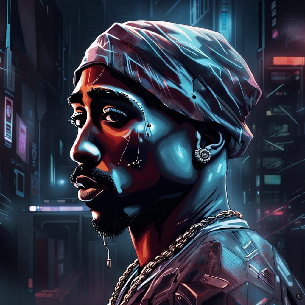 Futuristic Tupac - AI Generated Artwork - NightCafe Creator